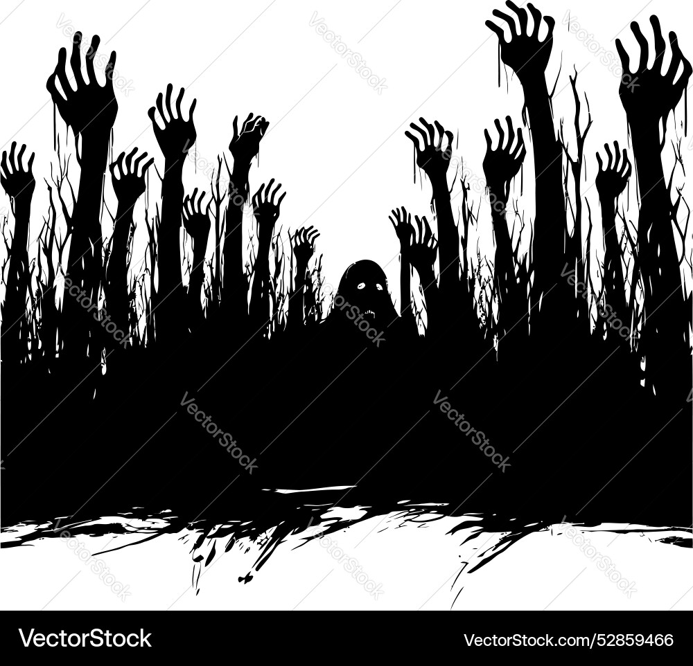 Decayed embrace emblematic zombie hands macabre Vector Image