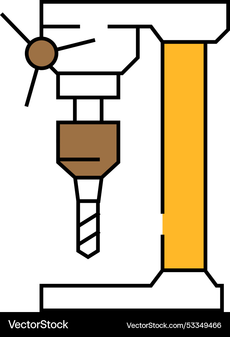 Drill press tool work icon color Royalty Free Vector Image
