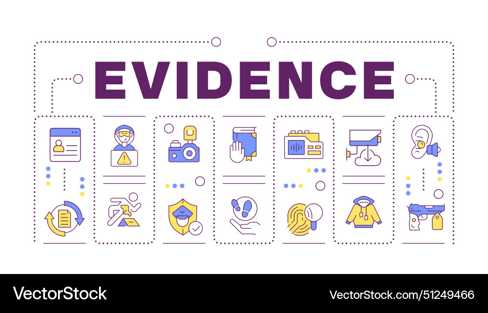 Evidence word concept isolated on white Royalty Free Vector