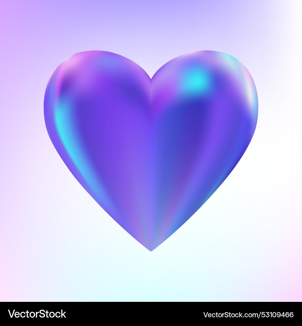 Holographic heart fluid liquid chrome shape Vector Image
