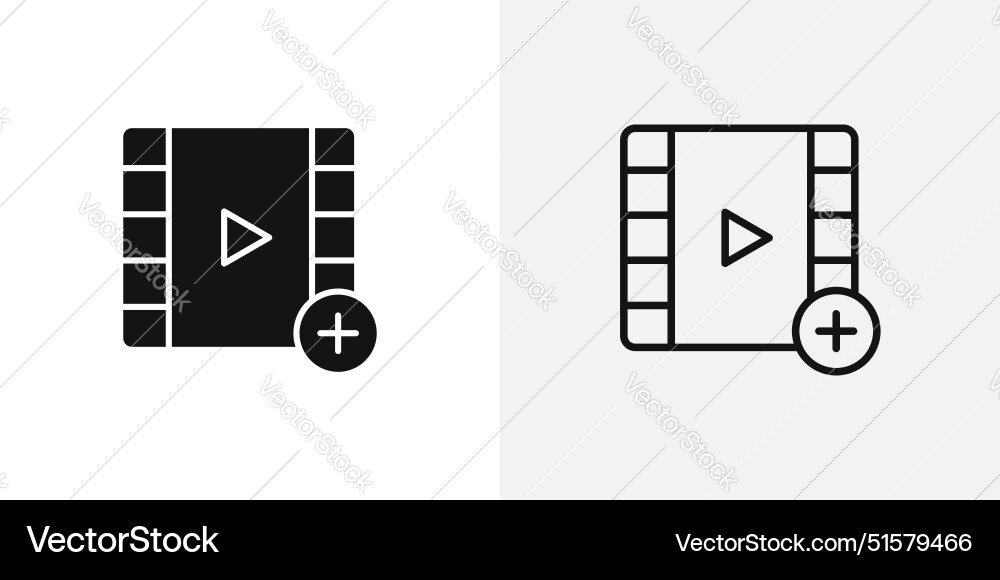 Icon of a video with plus sign for adding new Vector Image
