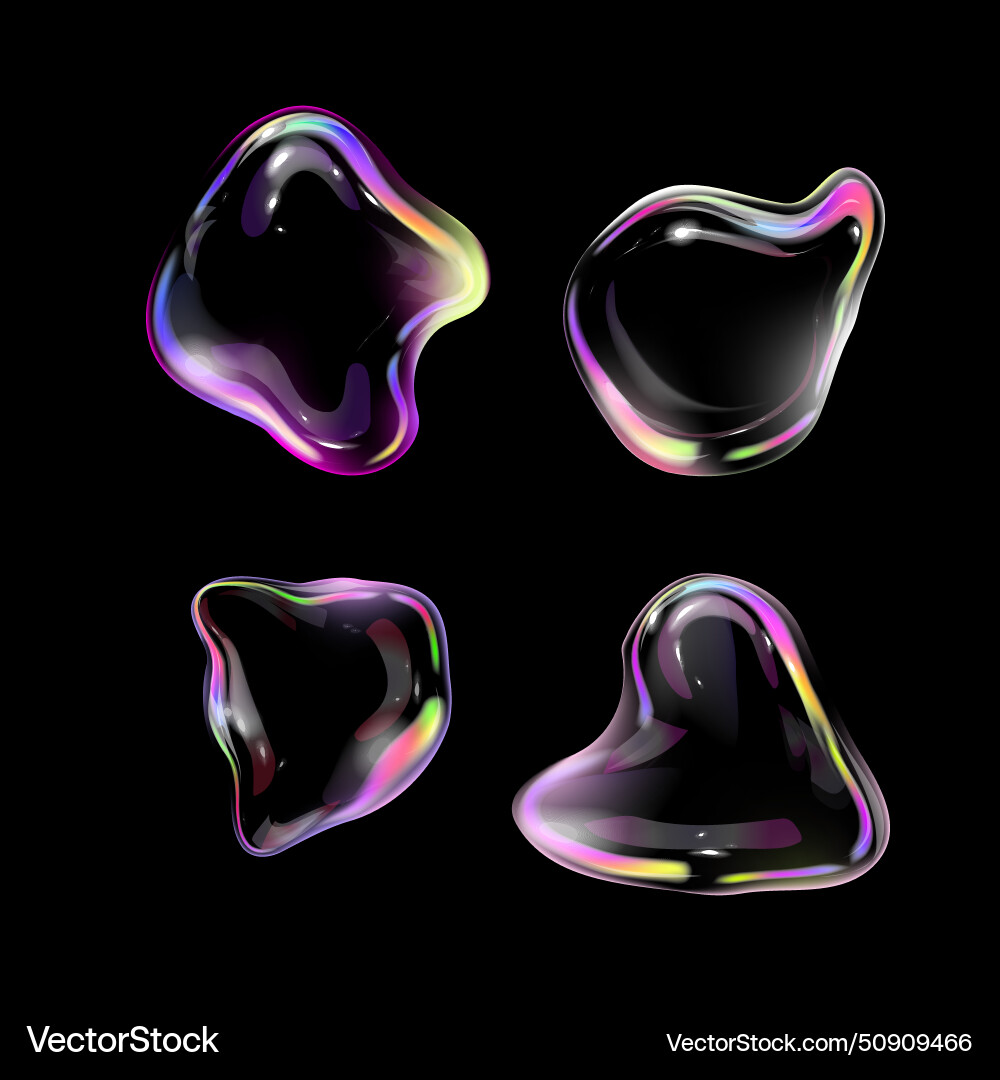 Iridescent bubble of different shapes design Vector Image