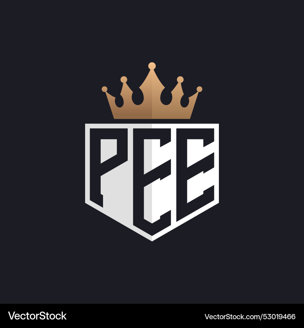 Luxury pee logo with crown elegant initials Vector Image