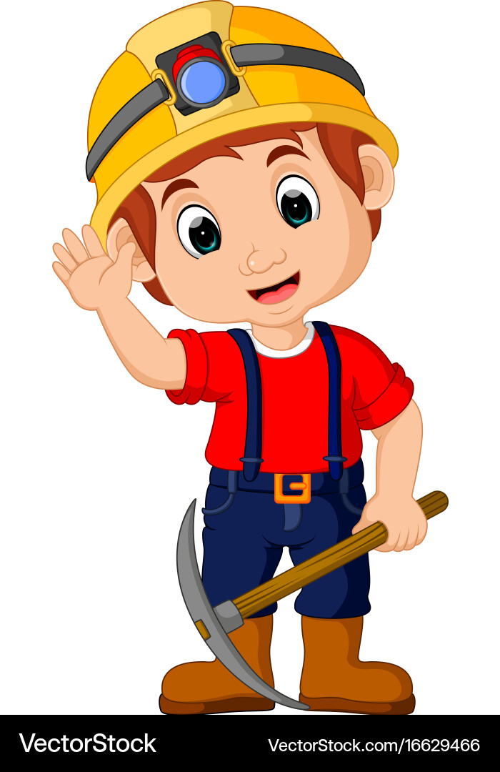 Miners boy cartoon Royalty Free Vector Image - VectorStock