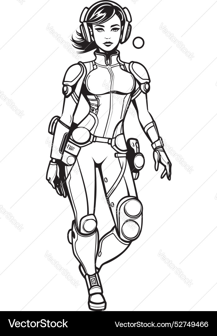 Nebula sentinel sci fi female superhero icon Vector Image