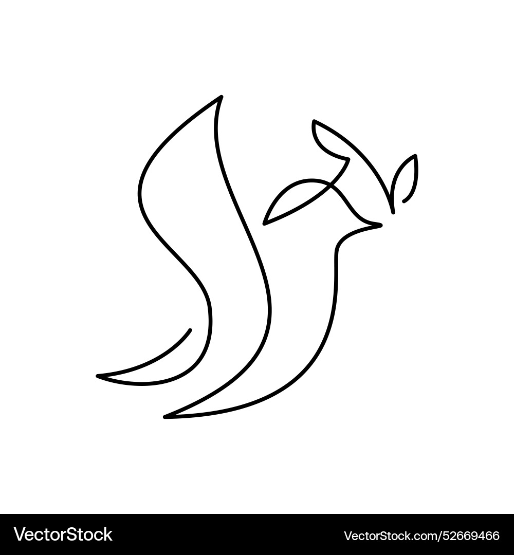 One line silhouette dove peace Royalty Free Vector Image