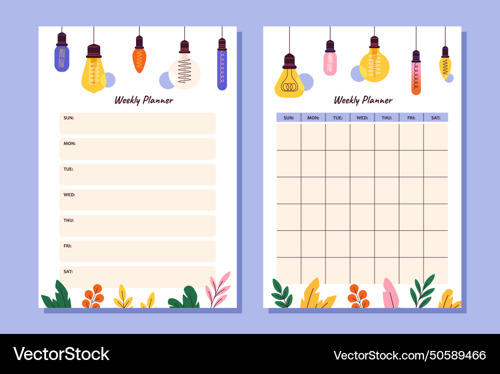 Planner pages templates set Royalty Free Vector Image
