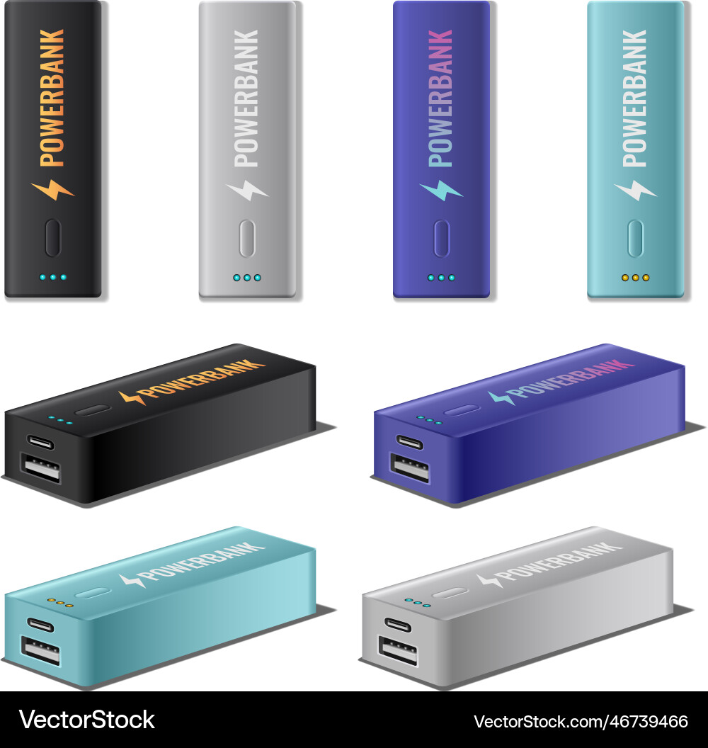 Powerbank charger set Royalty Free Vector Image