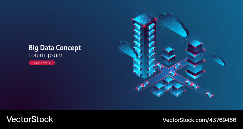 Smart city isometric big data concept database Vector Image