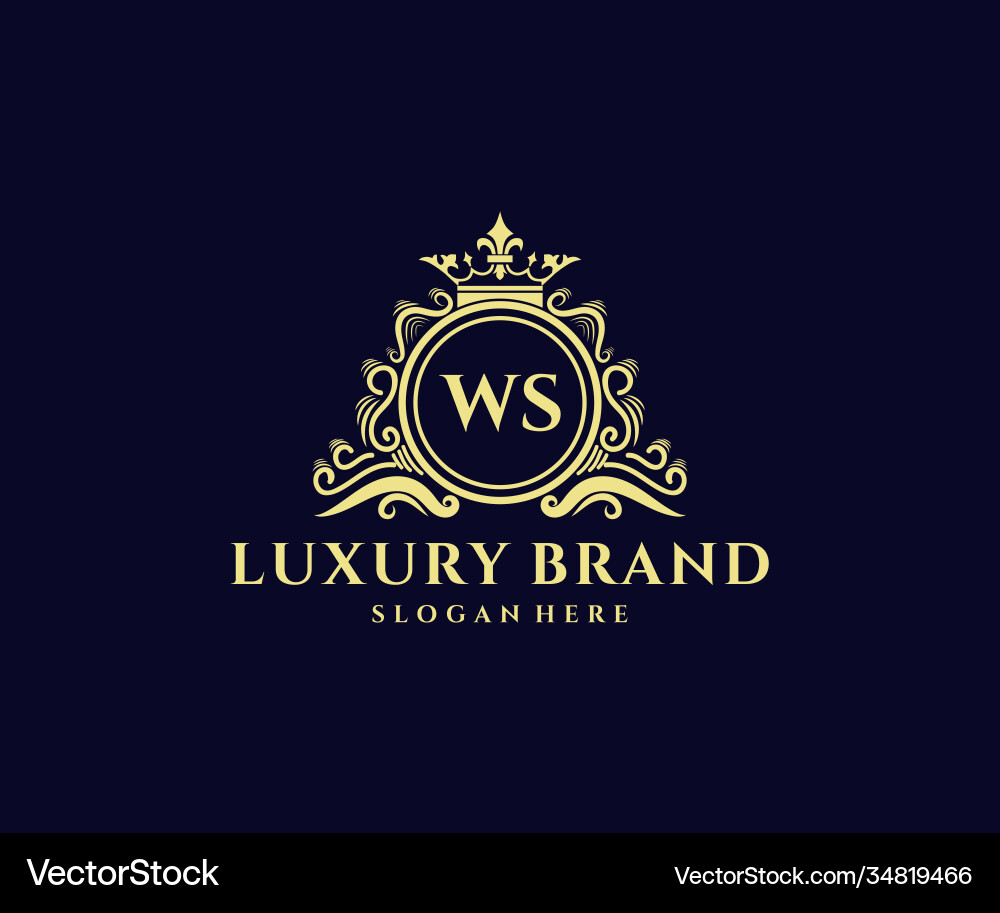 Ws initial letter gold calligraphic feminine Vector Image