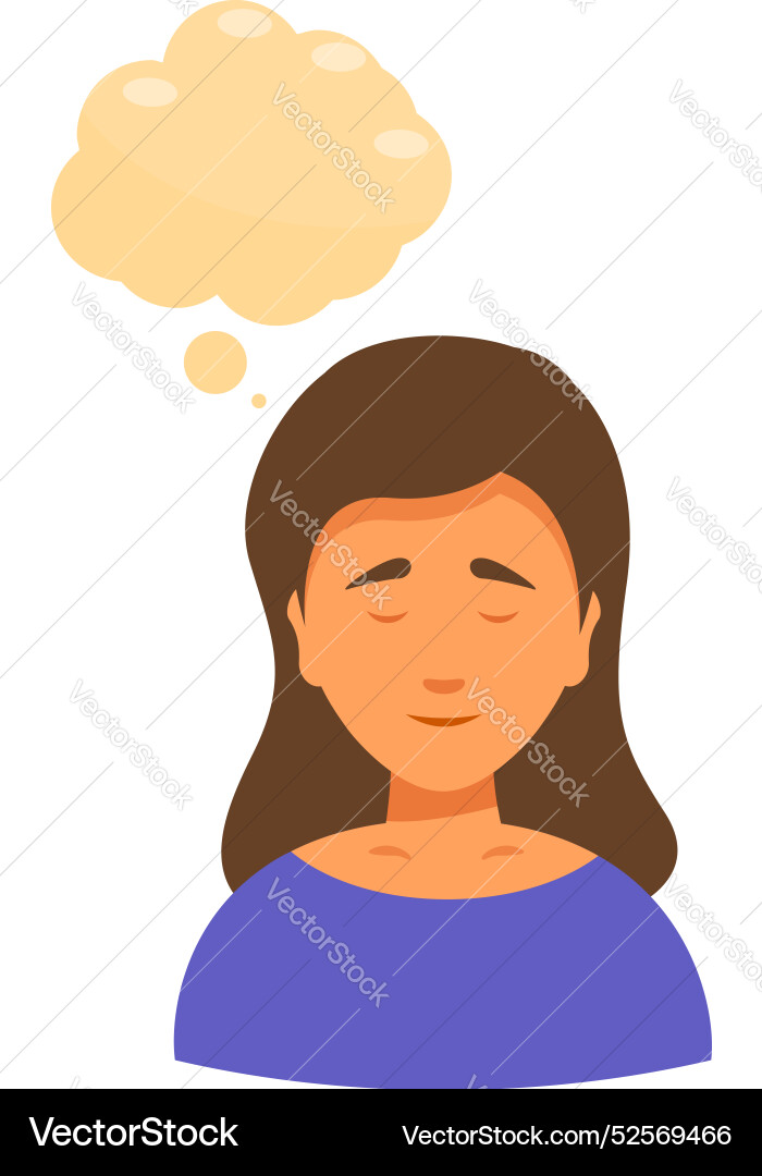 Young woman is thinking with empty thought bubble Vector Image