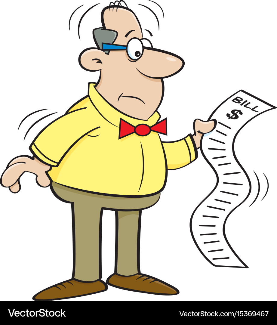 Cartoon man looking at a bill Royalty Free Vector Image