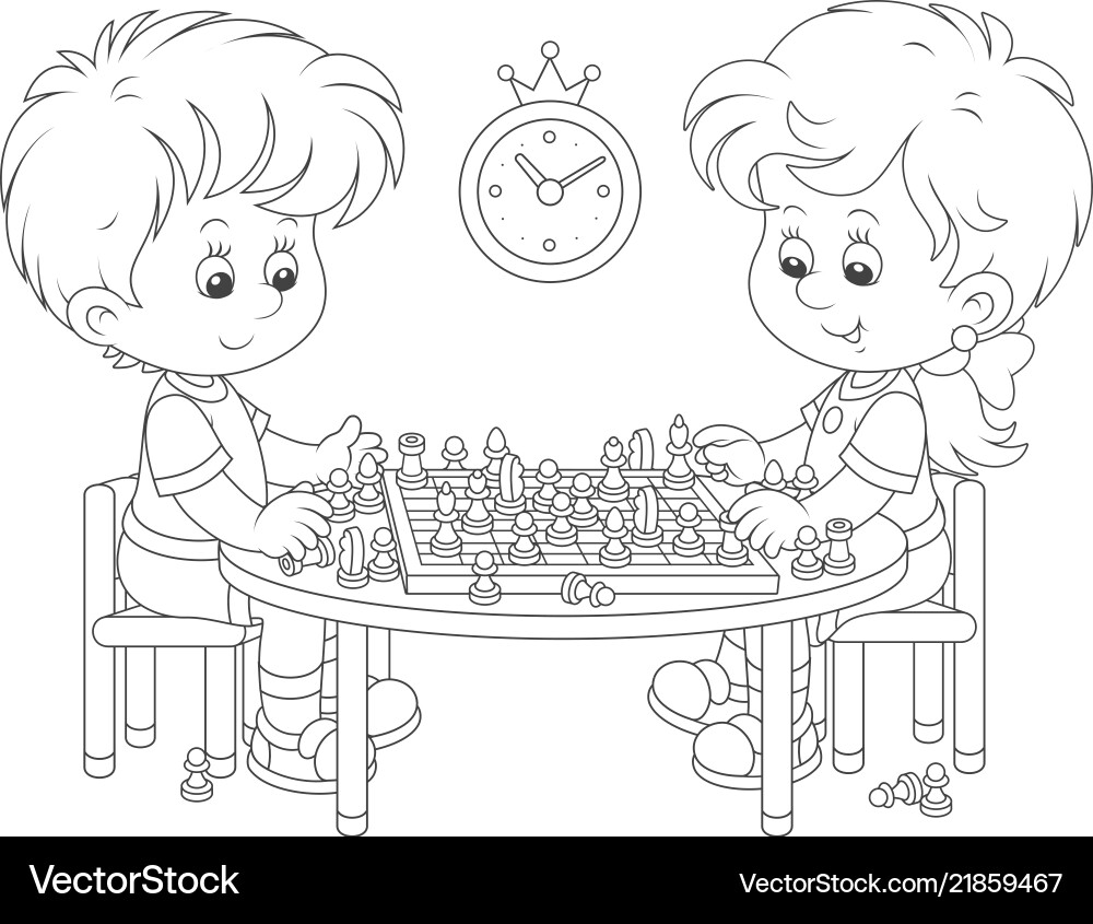 Children Playing Outline