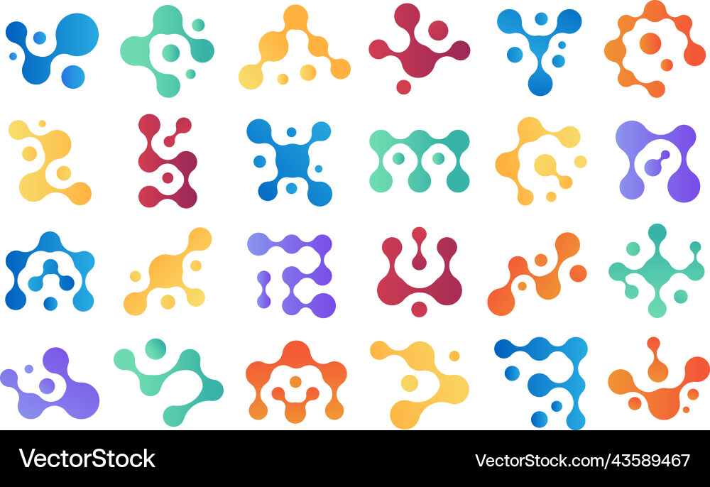 Connected molecules chemical icon metaball shape Vector Image