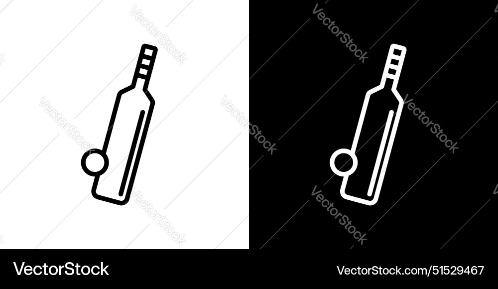 Cricket icon set bat and ball symbol Royalty Free Vector