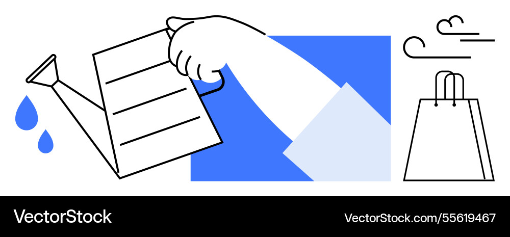 Hand watering checklist with can Royalty Free Vector Image