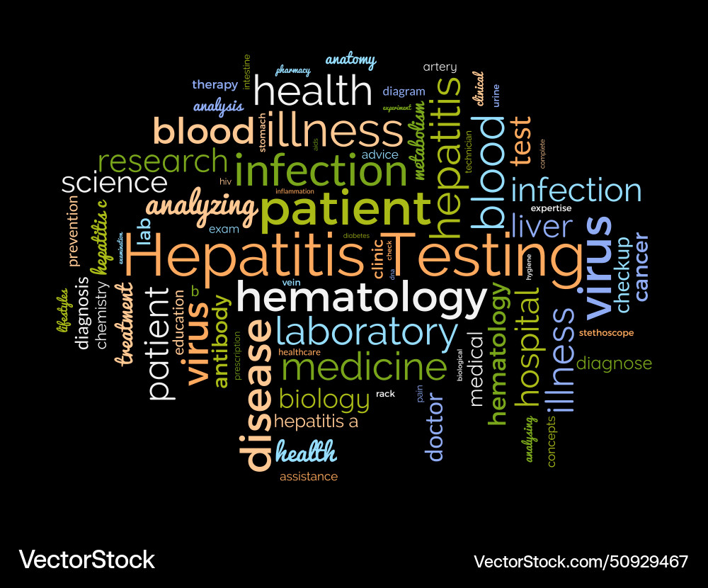 Hepatitis testing word cloud template health Vector Image