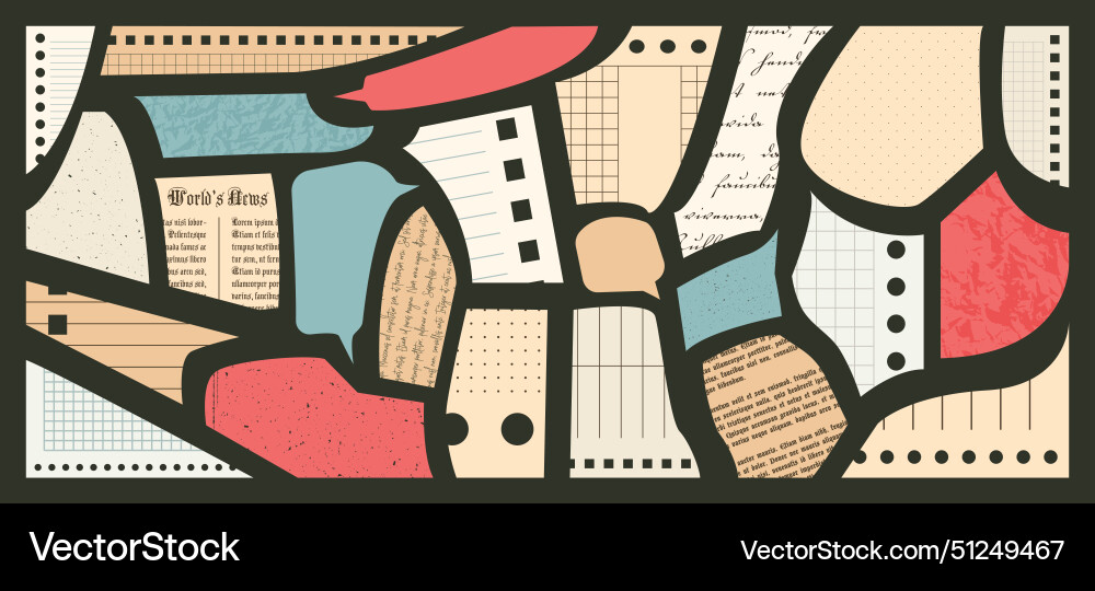 Paper cut elements set for collage pieces Vector Image