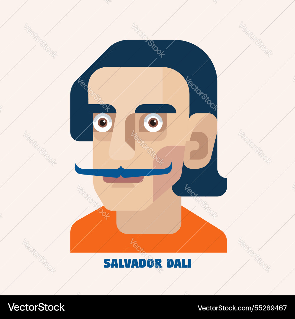 Salvador dali portrait Royalty Free Vector Image