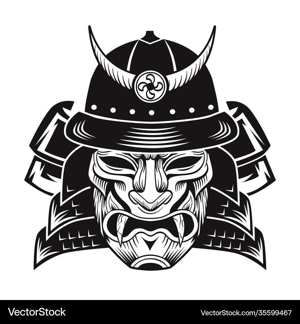 Samurai with black mask Royalty Free Vector Image
