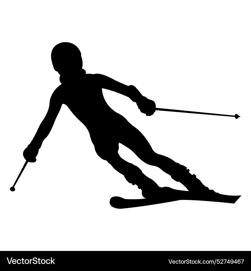 Silhouette of skier Royalty Free Vector Image - VectorStock