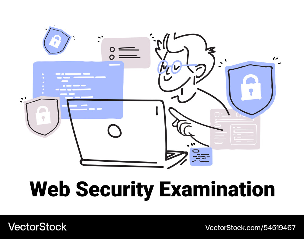 Web security examination concept person analyzing Vector Image