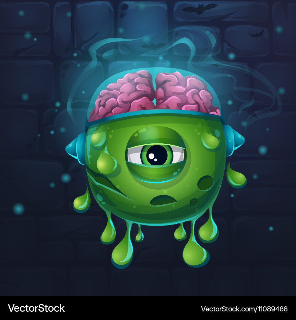 Cartoon Slug Monster with Brains Royalty Free Vector Image