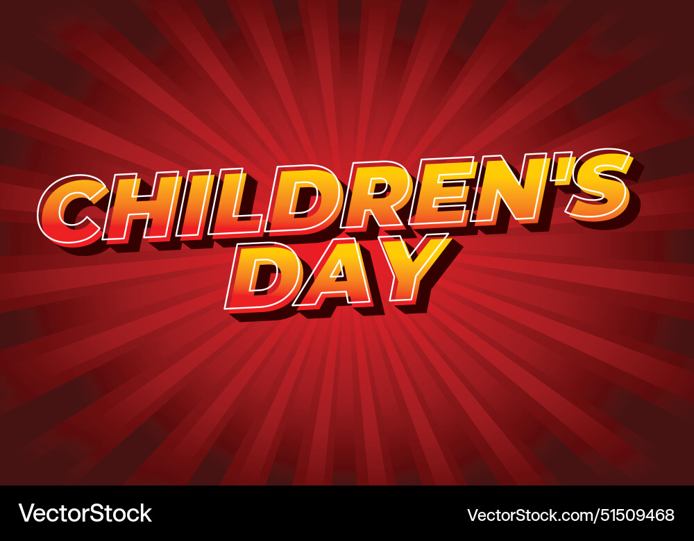 Children day text effect in good colors with 3d Vector Image