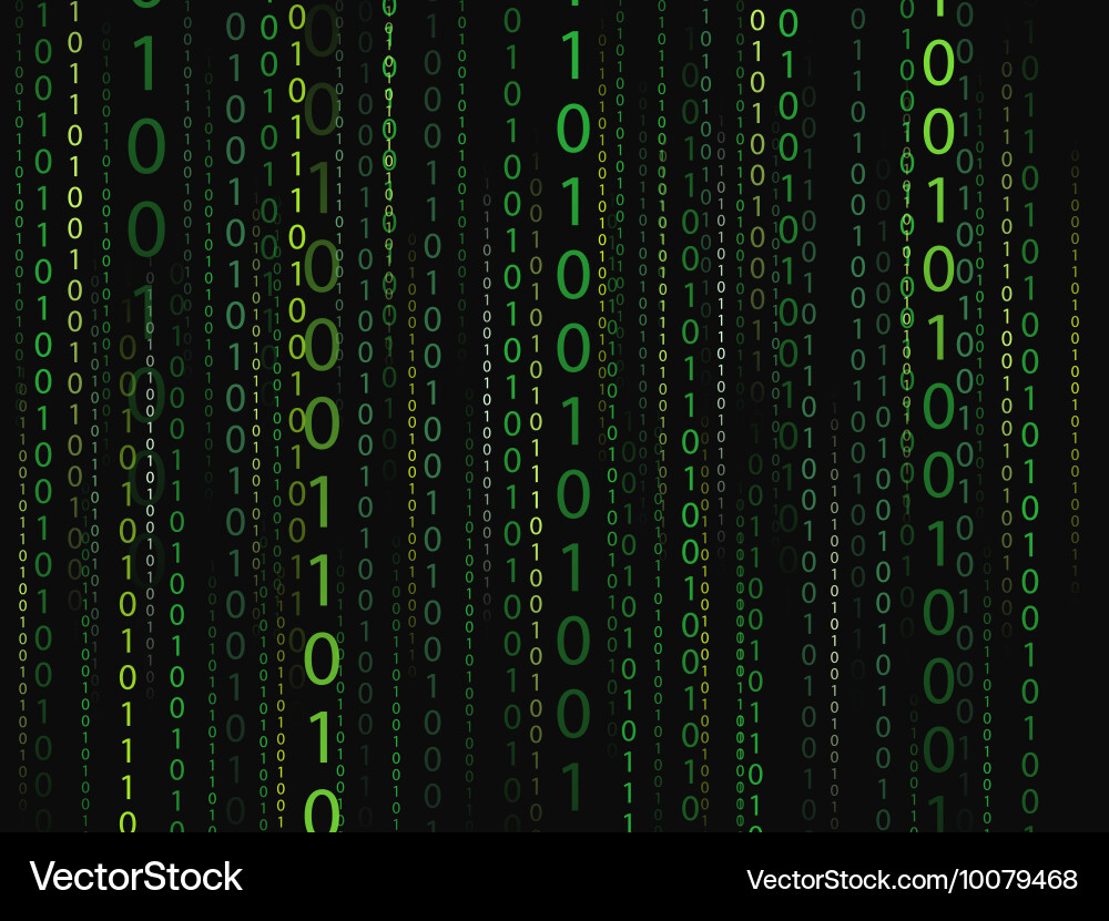Color stream on binary codes black background Vector Image
