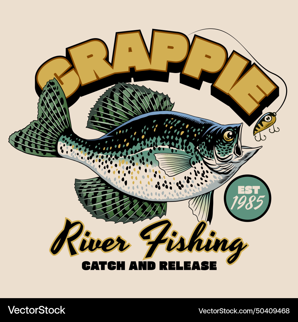 Crappie fish vintage shirt design Royalty Free Vector Image