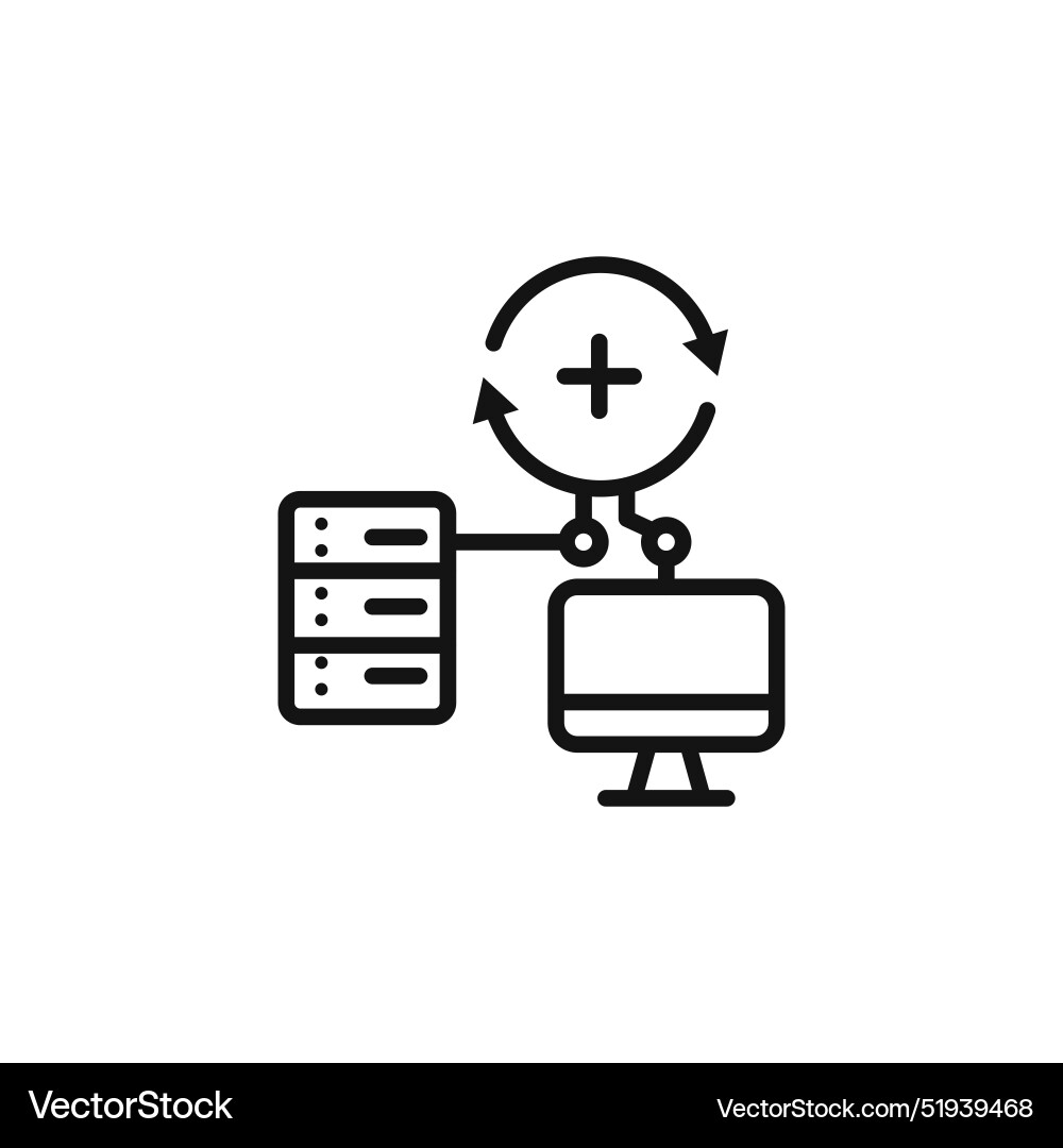 Data sync icon logo sign outline Royalty Free Vector Image