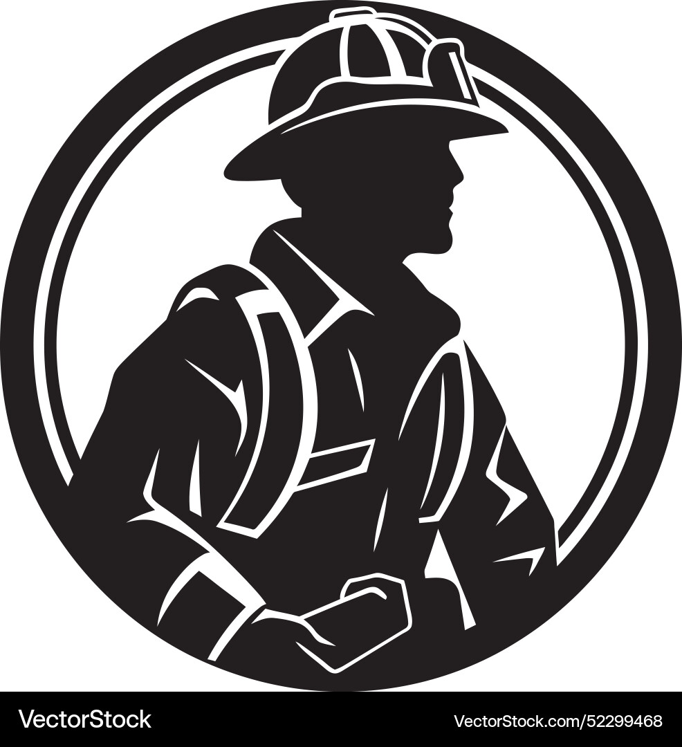 Fire rescue emblem in black firefighter gear Vector Image