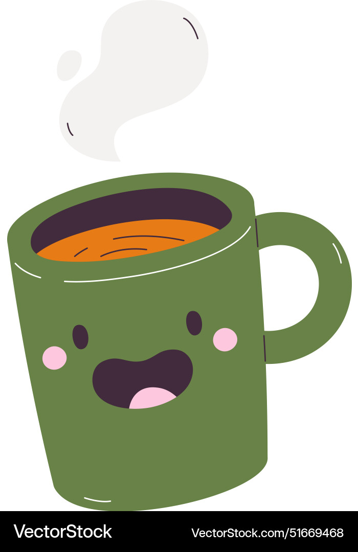 Hot tea cartoon character Royalty Free Vector Image