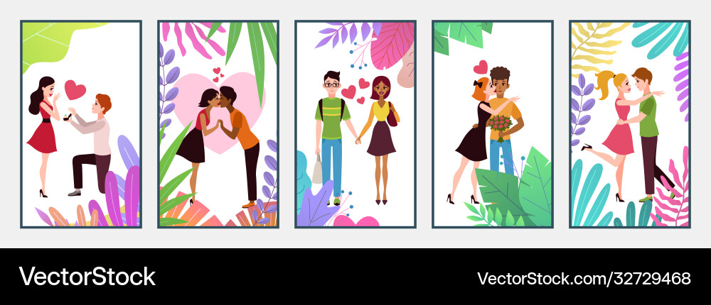 Romantic set cute love Royalty Free Vector Image