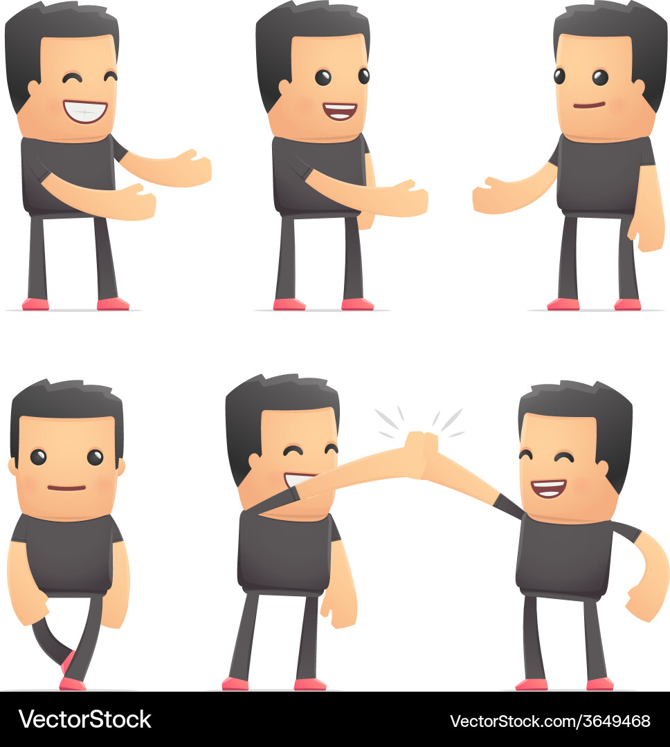 Set of bad guy character in different poses Vector Image