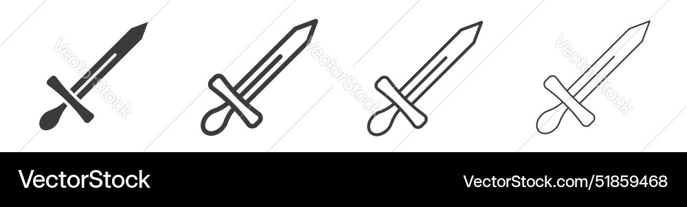 Sword icon set battle warrior vintage iron Vector Image