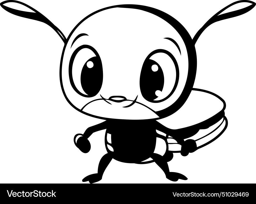 Ant cartoon character isolated on white Royalty Free Vector