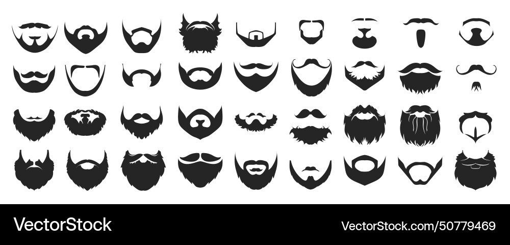 Beards and mustaches mega set in flat graphic Vector Image