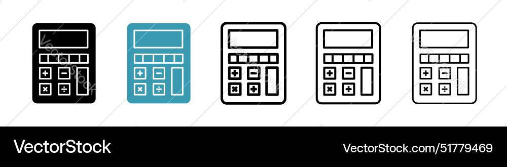 Calculator line icon set Royalty Free Vector Image