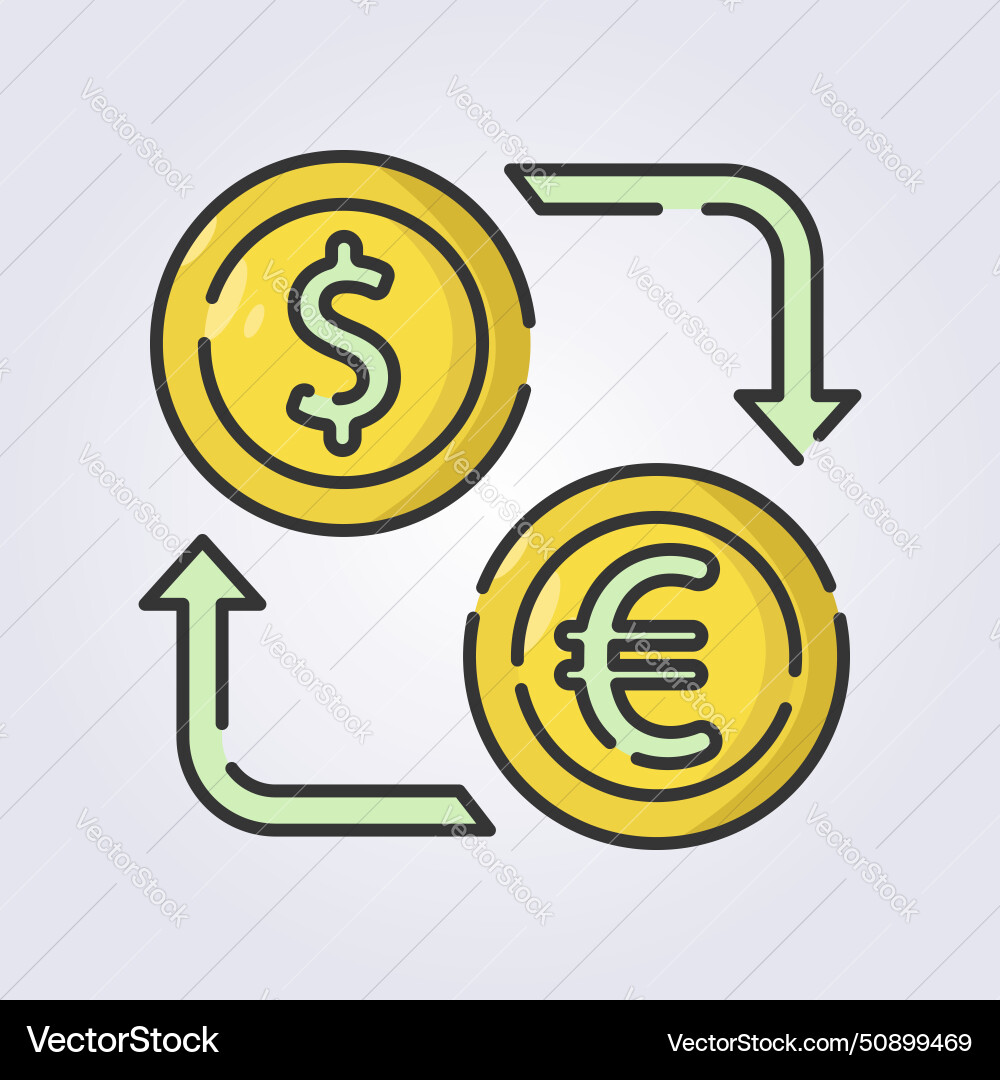Colored outline money exchange icon logo design Vector Image