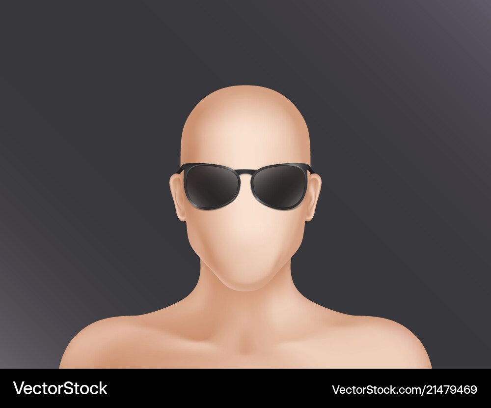 Faceless human model head in black glasses Vector Image