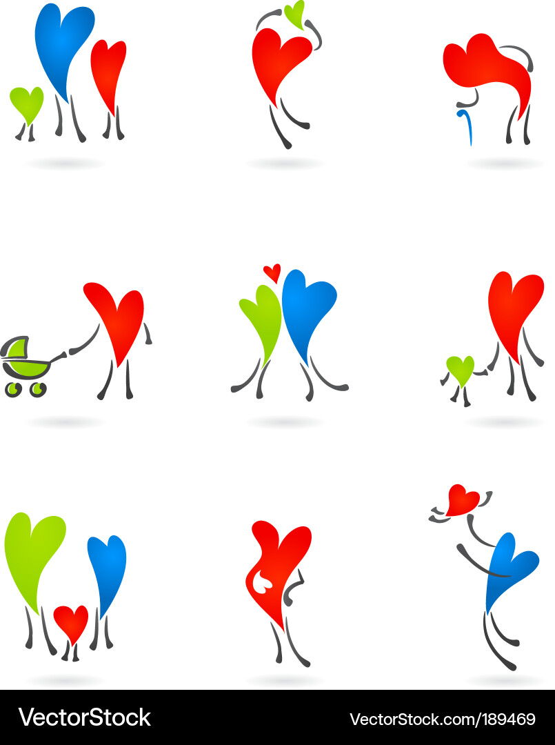 Family heart icons Royalty Free Vector Image - VectorStock