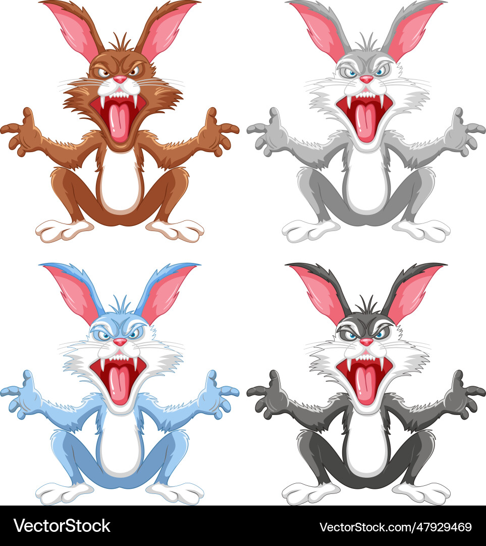 Four Crazy Cartoon Rabbits Royalty Free Vector Image
