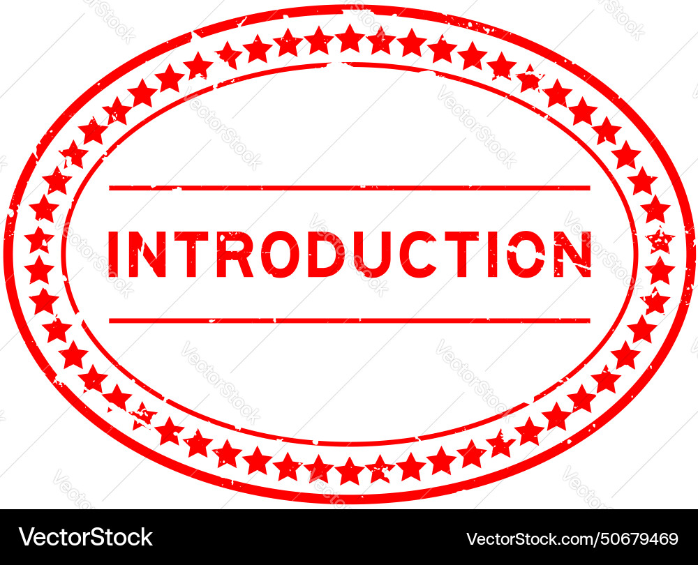 Grunge red introduction word oval rubber seal Vector Image