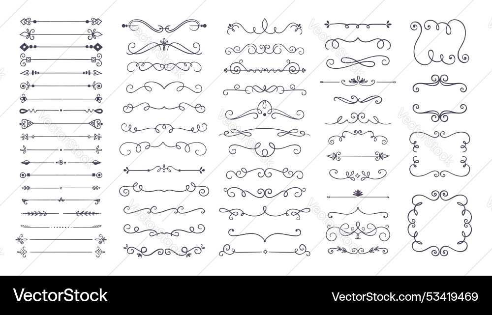 Hand-drawn text dividers Royalty Free Vector Image