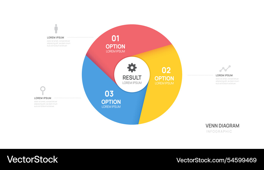 Infographic venn diagram chart template Royalty Free Vector