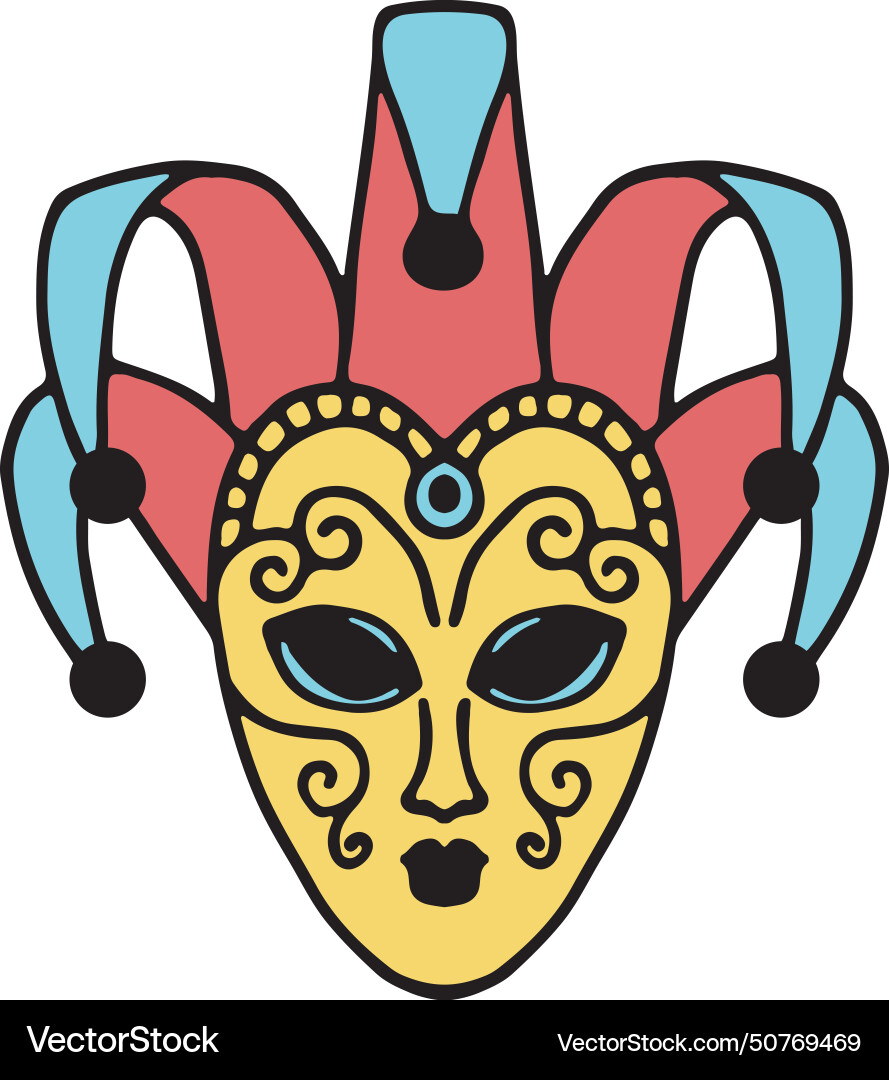 Jester mask color doodle carnaval clown symbol Vector Image
