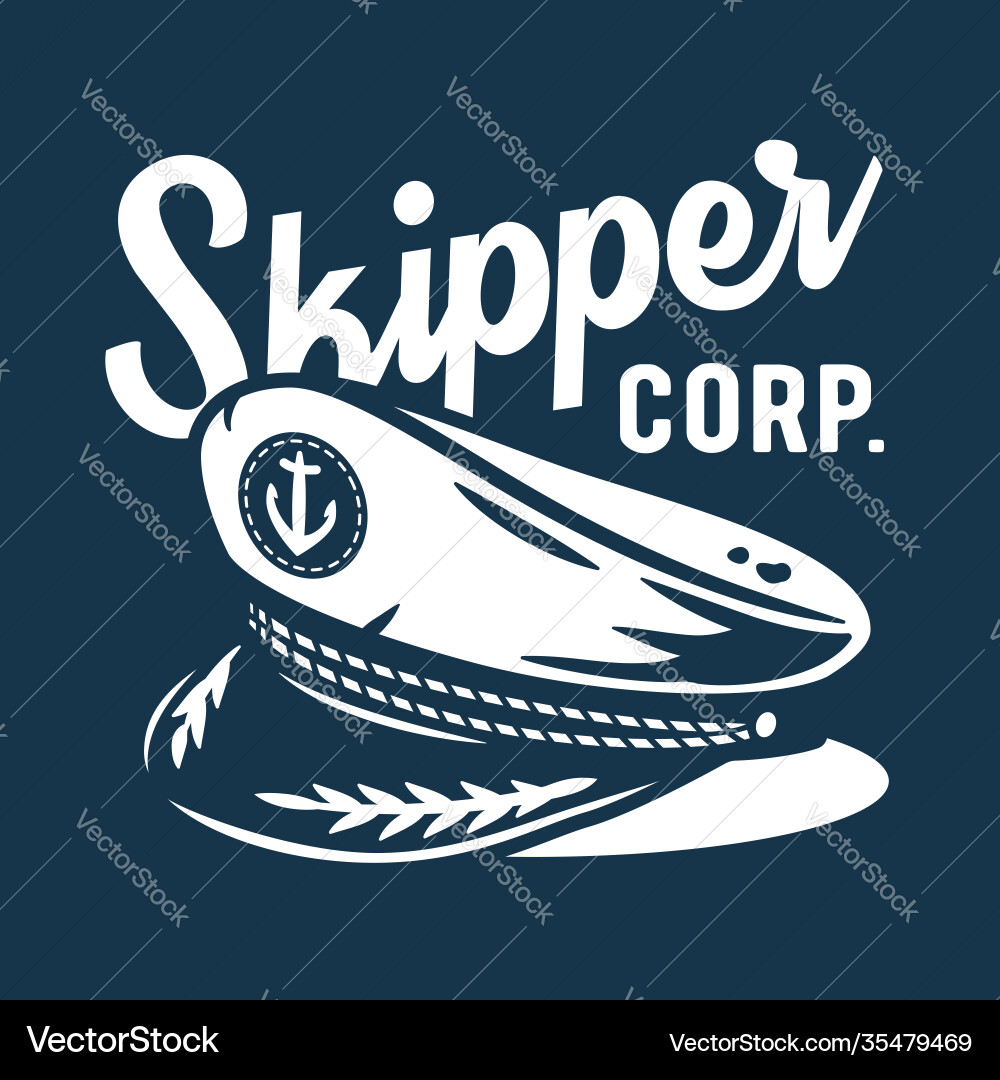 Marine nautical skipper hat sailor captain cap Vector Image