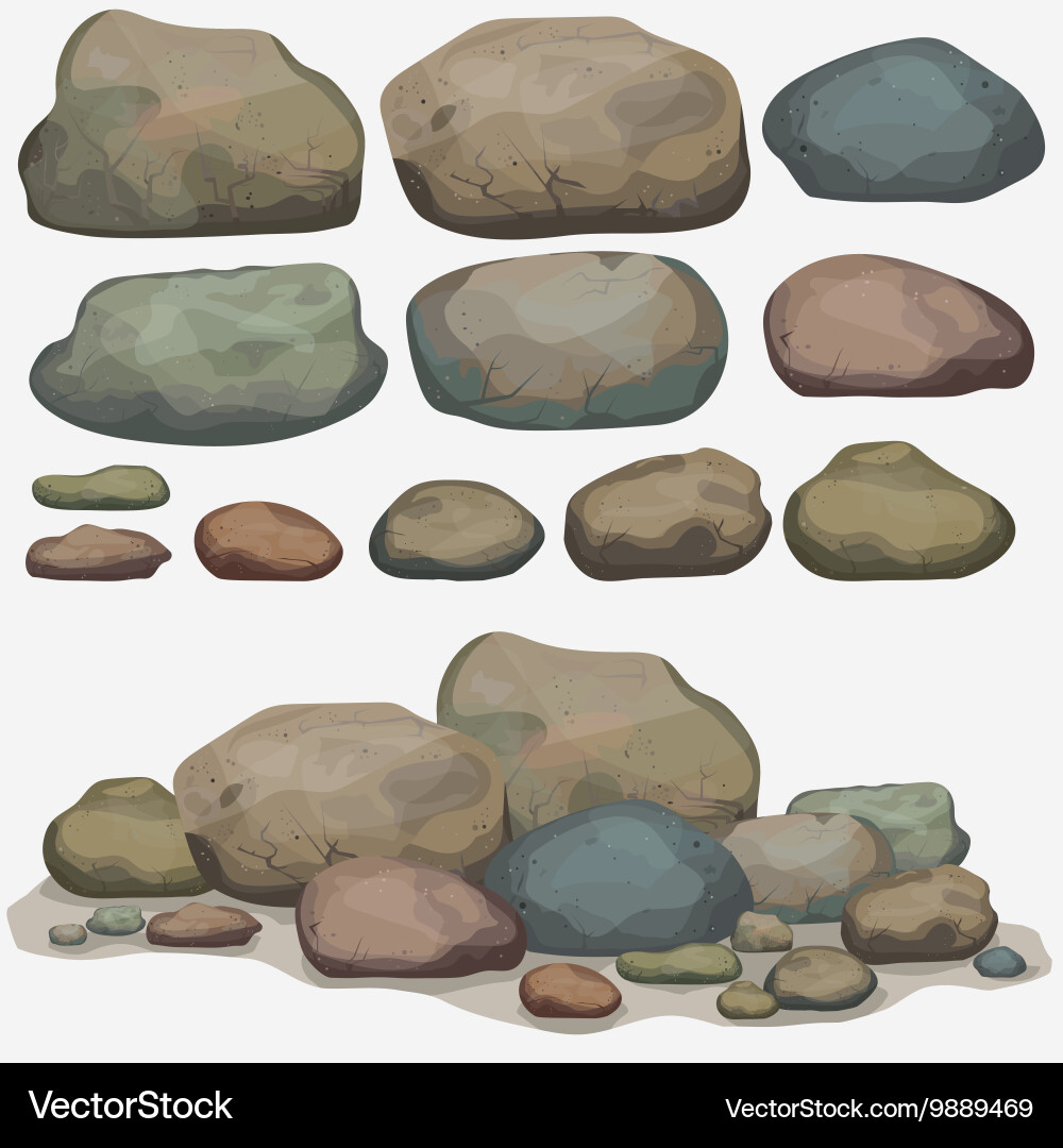 Rock stone set Royalty Free Vector Image - VectorStock