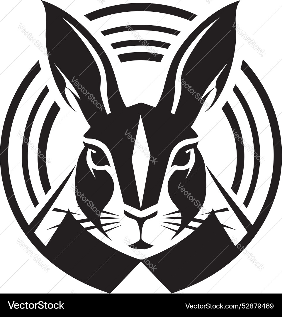 Sleek black rabbit emblem modern rabbit Royalty Free Vector